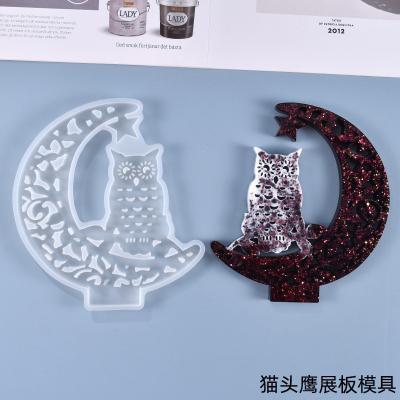 China DIY Crystal Dropping Glue Mold Funny Series Owl Display Board Platform Decoration Silicone Mold Wholesale for sale