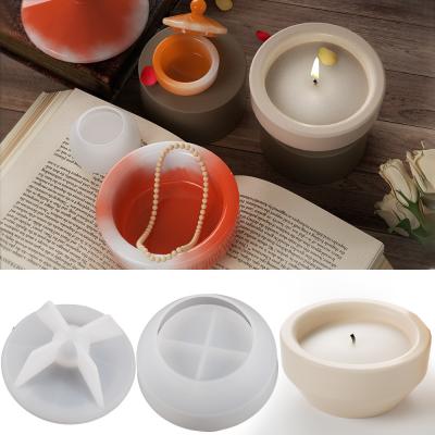 China DIY Crystal Dropper Resin Cement Storage Box, Polished Mirror Surface, Circular Gypsum Candle Cup, Silicone Mold for sale