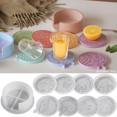 China DIY Crystal Dropper Resin Gypsum Coaster Storage Base, Ocean Series Patterned Trendy Coaster Silicone Mold for sale