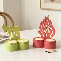 China Aromatherapy Gypsum Hexagonal Star Letter Symbol Flame Two In One Double Cup Candle Cup Candle Holder Silicone Mold for sale