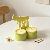 China Aromatherapy Gypsum Hexagonal Star Letter Symbol Flame Two In One Double Cup Candle Cup Candle Holder Silicone Mold for sale