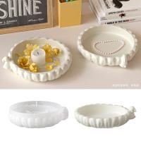 China Easter Lace Rabbit Tray Silicone Mold DIY Aromatherapy Gift Dish Plate Decoration Gypsum for sale