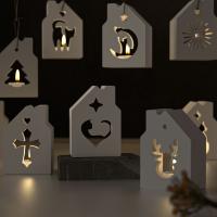 China Easter Silicone Mold DIY Six Grid Hollow Christmas House Candle Holder Decoration Hanging Gypsum Mold for sale