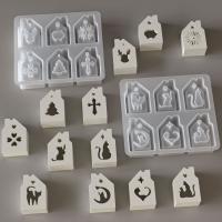 China Easter Silicone Mold DIY Six Grid Hollow Christmas House Candle Holder Decoration Hanging Gypsum Mold for sale