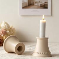 China Ins Wind Pearl Edge Candlestick Silicone Mold DIY Aromatherapy Gypsum Cone Candle Base Dropping Mold for sale