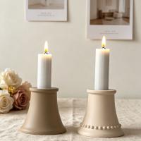 China Ins Wind Pearl Edge Candlestick Silicone Mold DIY Aromatherapy Gypsum Cone Candle Base Dropping Mold for sale