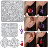China DIY Dropper Glue Halloween Ghost Festival Full Page Ghost Pumpkin Witch Broom Earring Pendant Silicone Mold for sale