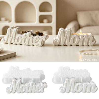 China Mother Mom Letter Mold Aromatherapy Candle Gypsum Dropping Glue DIY Silicone Mold For Mother's Day for sale