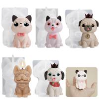 China DIY Drip Glue Kitten Hashchi Fighting Golden Retriever Dog Candle Gypsum Pendant Keychain Silicone Stripping Mold for sale