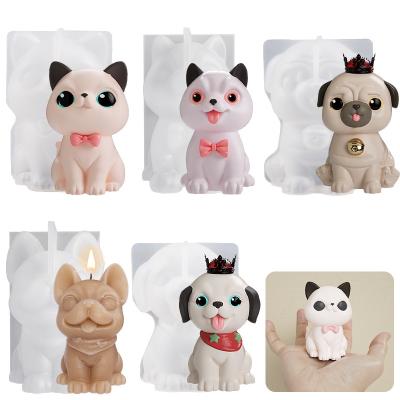 China DIY Drip Glue Kitten Hashchi Fighting Golden Retriever Dog Candle Gypsum Pendant Keychain Silicone Stripping Mold for sale