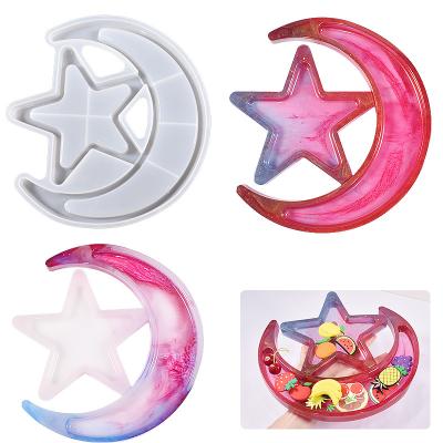 China DIY Crystal Dropping Resin Gypsum Star Moon Plate Storage Box Silicone Mold Wholesale for sale