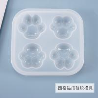 China DIY Dropper Mold, Ice Grid Cat Paw Mold, 4-piece Mirror Cartoon Cake Mold, Cat Paw Silicone Mold for sale