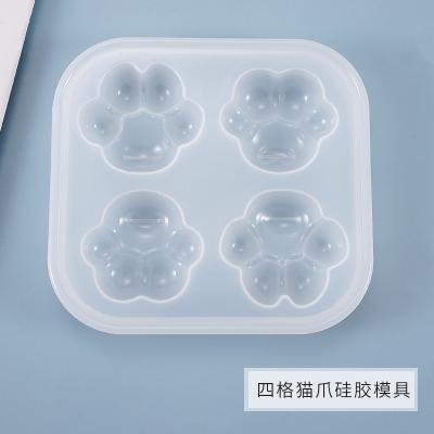 China DIY Dropper Mold, Ice Grid Cat Paw Mold, 4-piece Mirror Cartoon Cake Mold, Cat Paw Silicone Mold for sale
