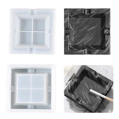 China DIY Crystal Resin Ashtray Mold Minimalist Geometric Ashtray Office Storage Box Silicone Mold for sale