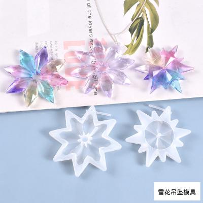 China DIY Crystal Dropper Mold High Mirror Snowflake Pendant Jewelry Silicone Mold Spot Wholesale for sale