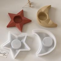 China Sectional Pentagram Moon Candle Holder Ornament Silicone Mold Aromatherapy Gypsum Candle Base Decoration Mold for sale