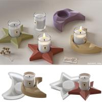China Sectional Pentagram Moon Candle Holder Ornament Silicone Mold Aromatherapy Gypsum Candle Base Decoration Mold for sale