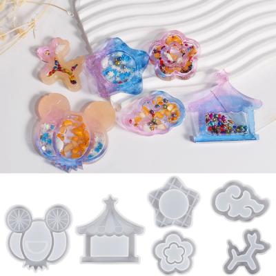 China DIY Crystal Dropper Pumpkin Cart Waffle Circus Tent Petal Balloon Wooden Horse Dog Quicksand Silicone Mold for sale