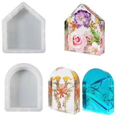 China DIY Crystal Dropper Resin Geometric Body Large Cubic Specimen House Arch Body Mirror Silicone Mold for sale