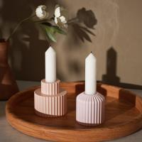 China Circular Striped Candle Holder Silicone Mold DIY Aromatherapy Gypsum Candle Base Dropper Mold for sale