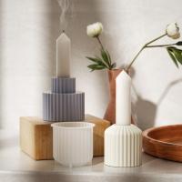 China Circular Striped Candle Holder Silicone Mold DIY Aromatherapy Gypsum Candle Base Dropper Mold for sale