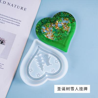 China DIY Crystal Dropping Glue Mold Christmas Tree Love Snowman Theme Hanging Decoration Ornament Silicone Mold for sale