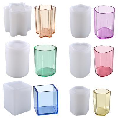 China DIY Crystal Dropper Resin Mold, Multiple Pen Holders, Candle Storage, Table, Silicone Mold for sale