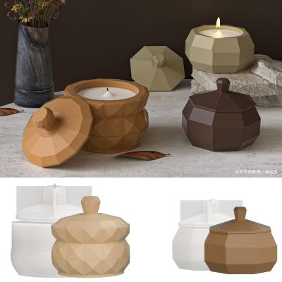 China Diamond shaped storage jar silicone mold DIY aromatherapy gypsum candle cup ornament dropper mold for sale
