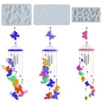 China Crystal Dropper DIY Resin Butterfly Pendant Mold Butterfly Necklace Hanging Wind Chime Brooch Silicone Mold for sale