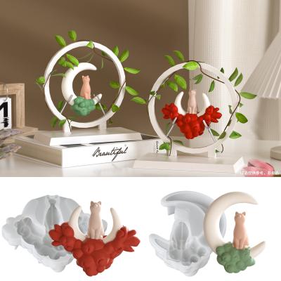 China Cross Border Bubble Cloud Moon Cat Ornament Silicone Mold DIY Aromatherapy Gypsum Starry Sky Cat Jewelry Dropping Mold for sale