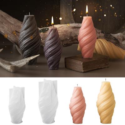 China Drip Glue Spiral 3D Three-dimensional Ornament Grinding DIY Horn French Bread Shaped Candle Gypsum Silicone Mold for sale