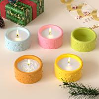 China Ins Style Christmas Relief Four Grid Circular Candle Cup Mold For Holiday Decoration Aromatherapy Gypsum Cup Storage Box Mold for sale