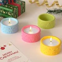 China Ins Style Christmas Relief Four Grid Circular Candle Cup Mold For Holiday Decoration Aromatherapy Gypsum Cup Storage Box Mold for sale