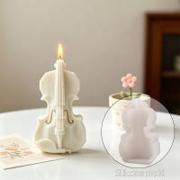 China Cross Border Popular Violin Instrument Shaped Candle Mold DIY Aromatherapy Gypsum Ornament Silicone Mold for sale