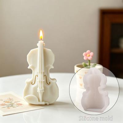 China Cross Border Popular Violin Instrument Shaped Candle Mold DIY Aromatherapy Gypsum Ornament Silicone Mold for sale