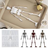China Halloween Series Skull And Skeleton Body Support Silicone Mold DIY Drip Plaster Ornament Grinder for sale