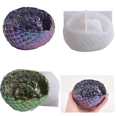 China DIY Crystal Resin Gypsum Dinosaur Egg Baby Silicone Mold Hatching Dinosaur Cub Mold for sale