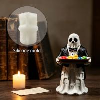 China Halloween Ghost Servant Tray Silicone Mold Aromatherapy Gypsum DIY Desktop Decoration Decoration Mold for sale