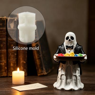 China Halloween Ghost Servant Tray Silicone Mold Aromatherapy Gypsum DIY Desktop Decoration Decoration Mold for sale
