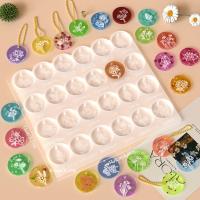 China Plant And Flower Round Pendant Silicone Mold DIY Crystal Dropping Resin Keychain Jewelry Hanging Mold for sale
