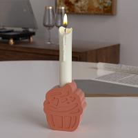 China DIY Aromatherapy Gypsum Cement Paper Cupcake Ice Cream Candlestick Silicone Mold Candle Base Gypsum Mold for sale