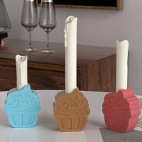 China DIY Aromatherapy Gypsum Cement Paper Cupcake Ice Cream Candlestick Silicone Mold Candle Base Gypsum Mold for sale