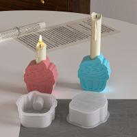China DIY Aromatherapy Gypsum Cement Paper Cupcake Ice Cream Candlestick Silicone Mold Candle Base Gypsum Mold for sale