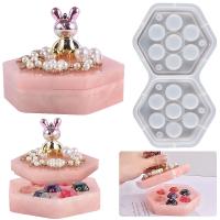 China Crystal Dropper Hexagonal Jewelry Storage Box Board Game Dice Seven Piece Set Storage Box Can Silicone Mold for sale