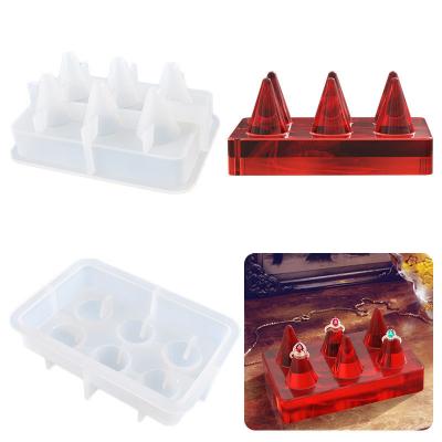 China DIY Crystal Dropper Ring Holder Mold, Earring Ring, Keychain, Conical Frame, Silicone Mold for sale