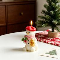 China 3D 3D Christmas Snowman Aromatherapy Candle Silicone Mold DIY Holly Gingerbread Man With Hat Snowman Gypsum Mold for sale