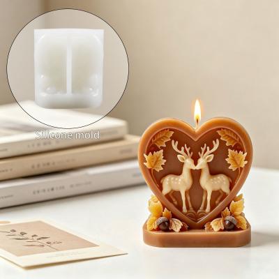 China Cross Border Love Christmas Deer Ornament Silicone Mold DIY Aromatherapy Candle Platform Decoration Gypsum Mold for sale