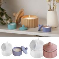 China DIY Silicone Mold Striped Lid Storage Box Container For Plaster Candles, Decorative Ornaments, And Molds for sale