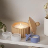 China DIY Silicone Mold Striped Lid Storage Box Container For Plaster Candles, Decorative Ornaments, And Molds for sale