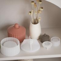 China DIY Silicone Mold Striped Lid Storage Box Container For Plaster Candles, Decorative Ornaments, And Molds for sale